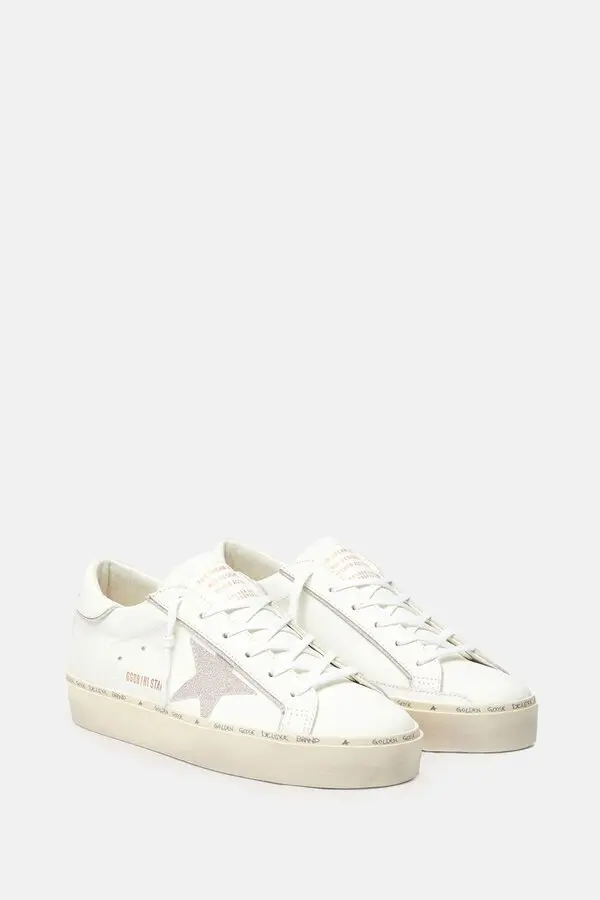 GOLDEN GOOSE Hi Star Leather Sneakers With Glittery Star - Multicolor