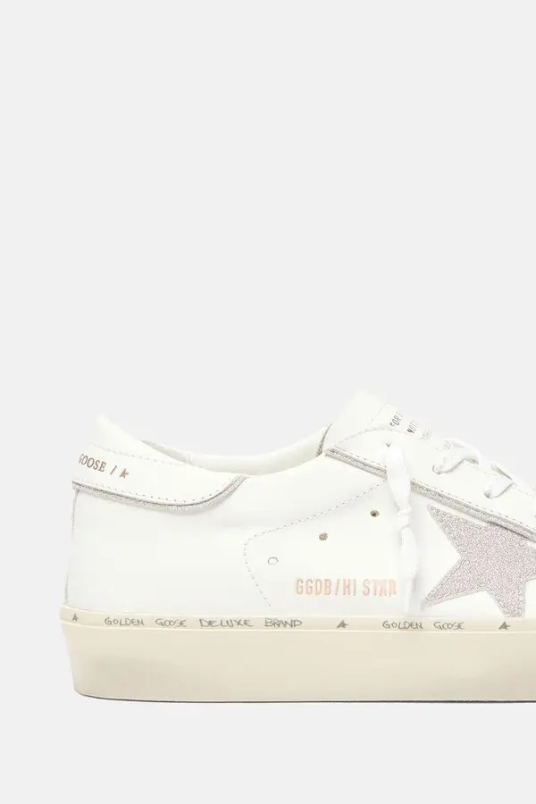 GOLDEN GOOSE Hi Star Leather Sneakers With Glittery Star - Multicolor