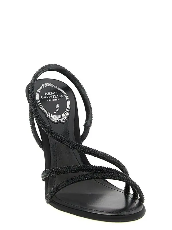 Rene Caovilla Crystal Embellished Stiletto Sandals - Black