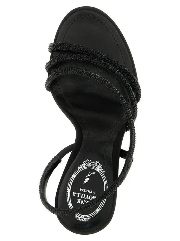 Rene Caovilla Crystal Embellished Stiletto Sandals - Black