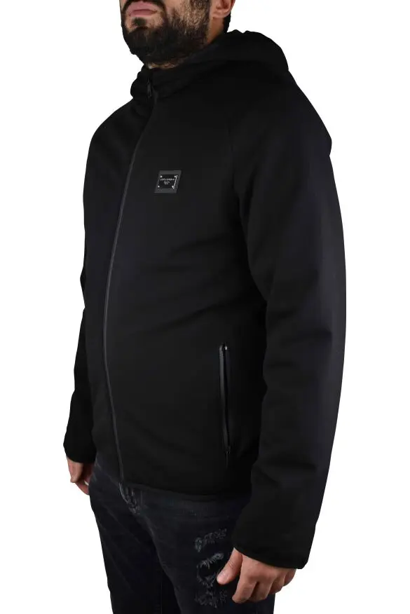 Dolce & Gabbana Hooded Vest With Metal Logo Plaque