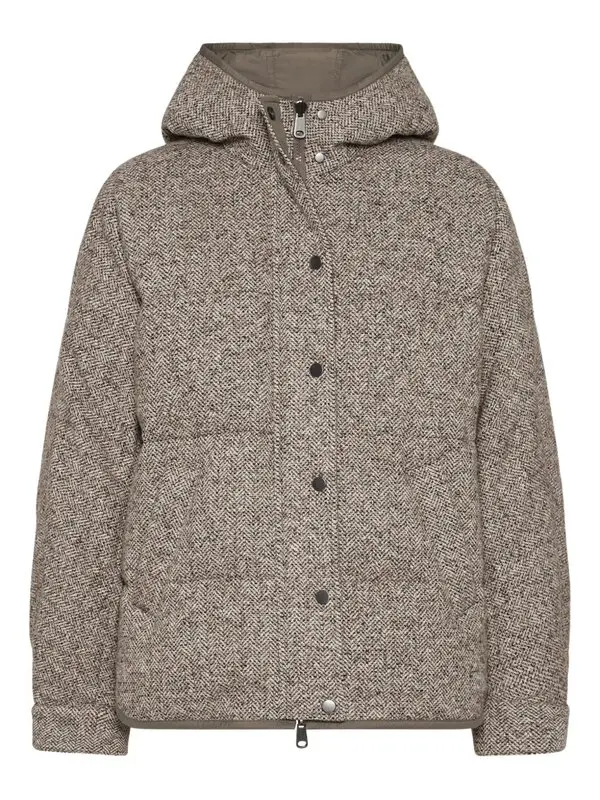 Brunello Cucinelli Chevron Pattern Down Jacket - Brown