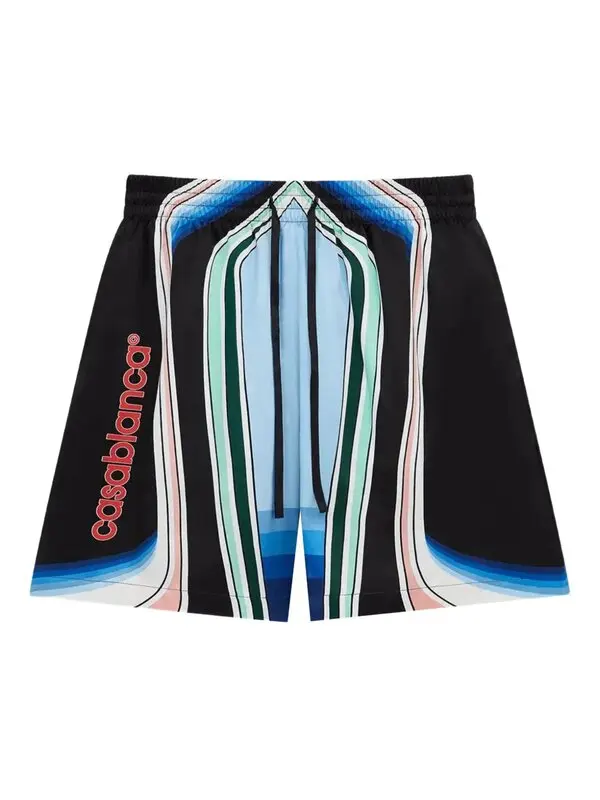 Casablanca Graphic Mountain Silk Shorts - Multicolor