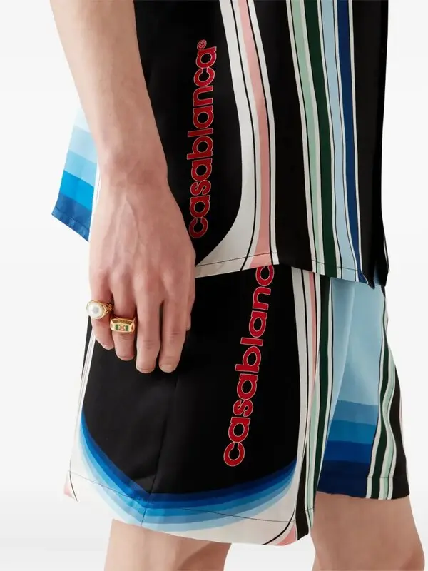 Casablanca Graphic Mountain Silk Shorts - Multicolor