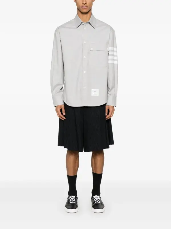 Thom Browne Cotton Shirt With Four-stripe Detail