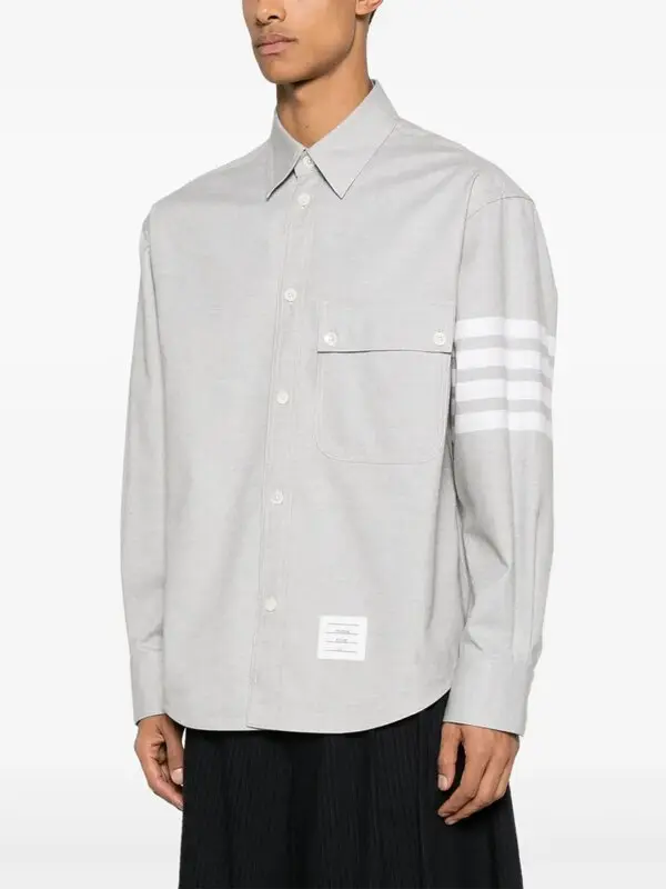 Thom Browne Cotton Shirt With Four-stripe Detail