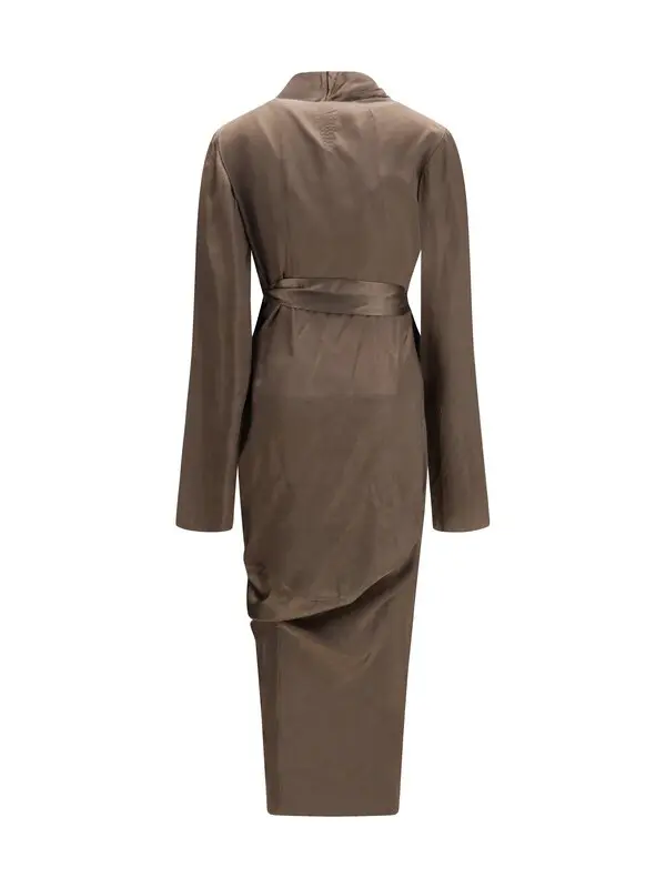 Rick Owens Asymmetric Wrap Dress With Knot Fastening
