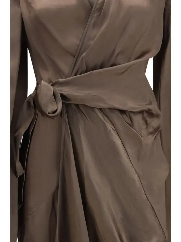 Rick Owens Asymmetric Wrap Dress With Knot Fastening