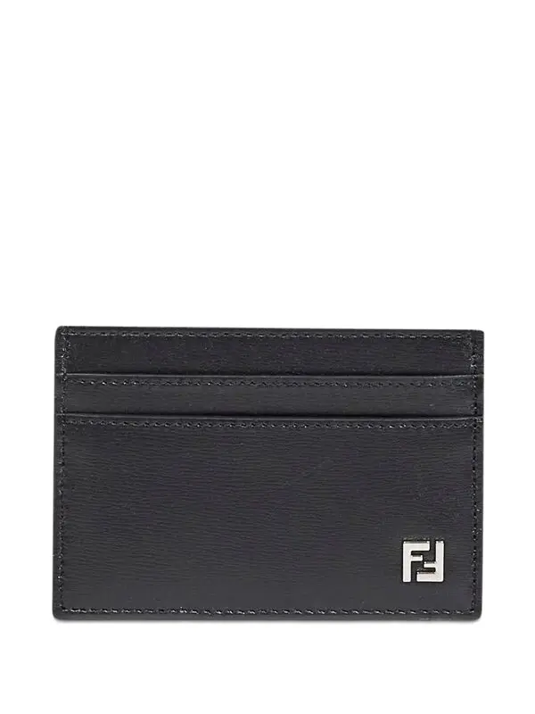Fendi Ff Squared Leather Card Holder - Black