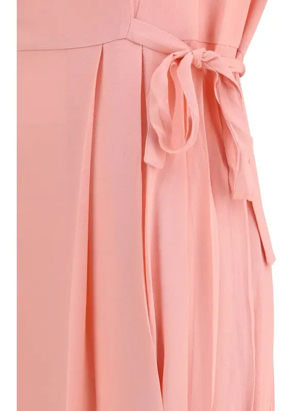 Prada Crêpe Marocain Dress With Embroidered Shirt Collar And Bow Detail