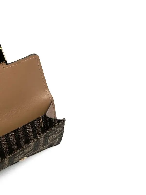 Fendi Baguette Micro Trifold Jacquard Ff Fabric Wallet - Brown