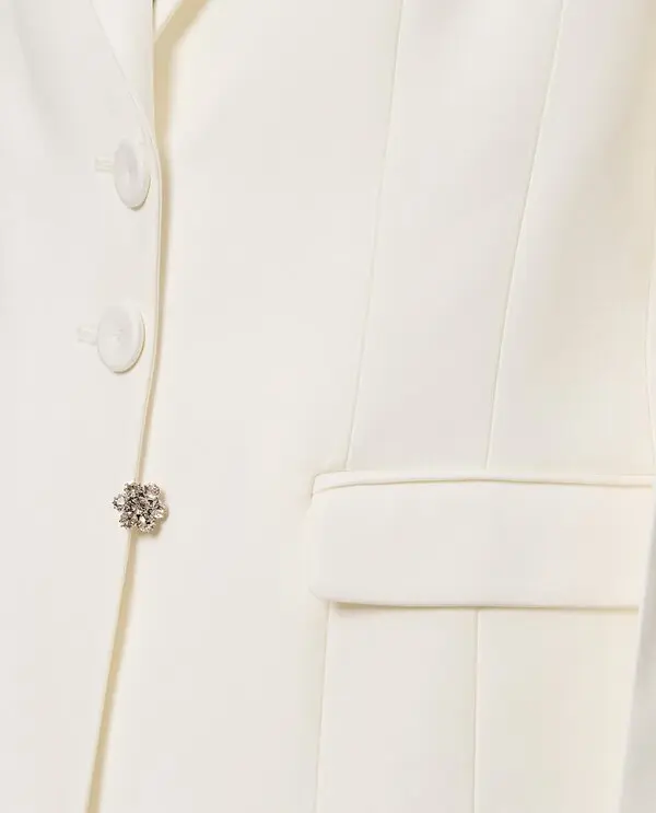 WALES BONNER Classic Fitted Jacket With Crystal Flower Detail
