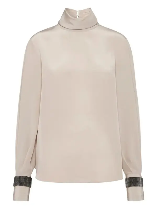 Brunello Cucinelli Silk High Neck Blouse - Multicolor