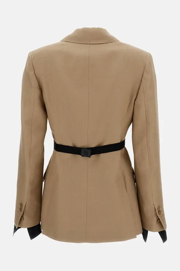 Max Mara Linen Jacket With Integrated Belt - Multicolor