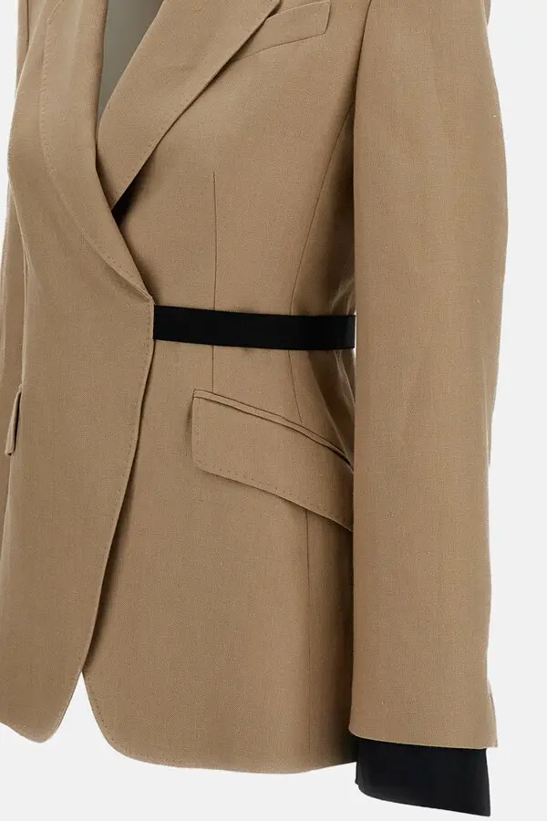 Max Mara Linen Jacket With Integrated Belt - Multicolor