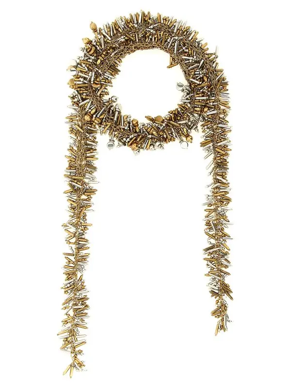 Dries Van Noten Embroidered Scarf Necklace - Gold