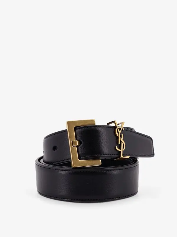 Saint Laurent Leather Belt With Cassandre Logo Buckle - Multicolor