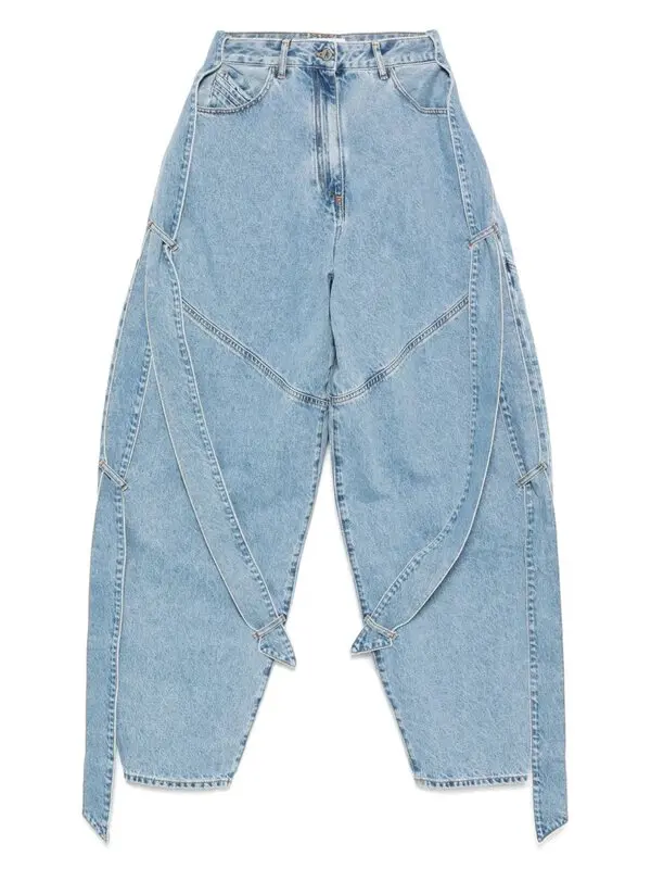 Attico Drawstring Jeans Light Wash Denim - Blue
