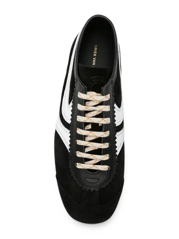 Dries Van Noten Suede And Leather Insert Sneakers - Black