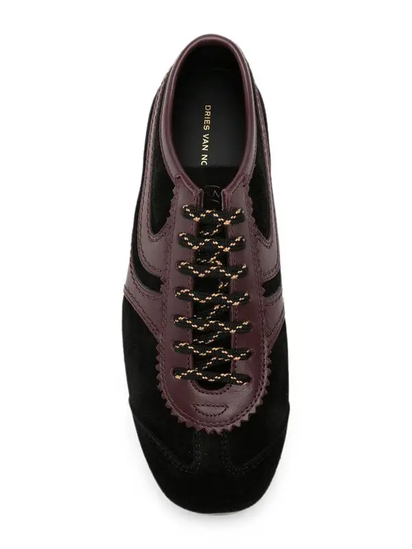 Dries Van Noten Suede And Leather Insert Sneakers - Black
