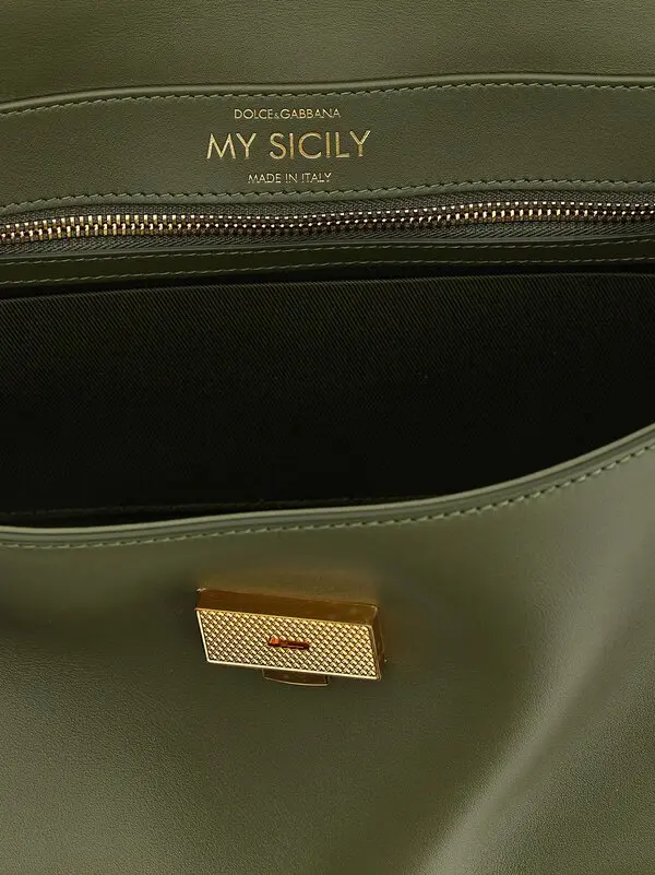 Dolce & Gabbana My Sicily' Medium Handbag In Plongé Calf Leather - Green