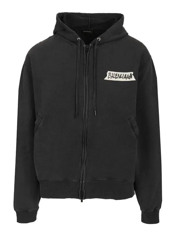 Balenciaga Oversized Masking Tape Zip-up Sweatshirt