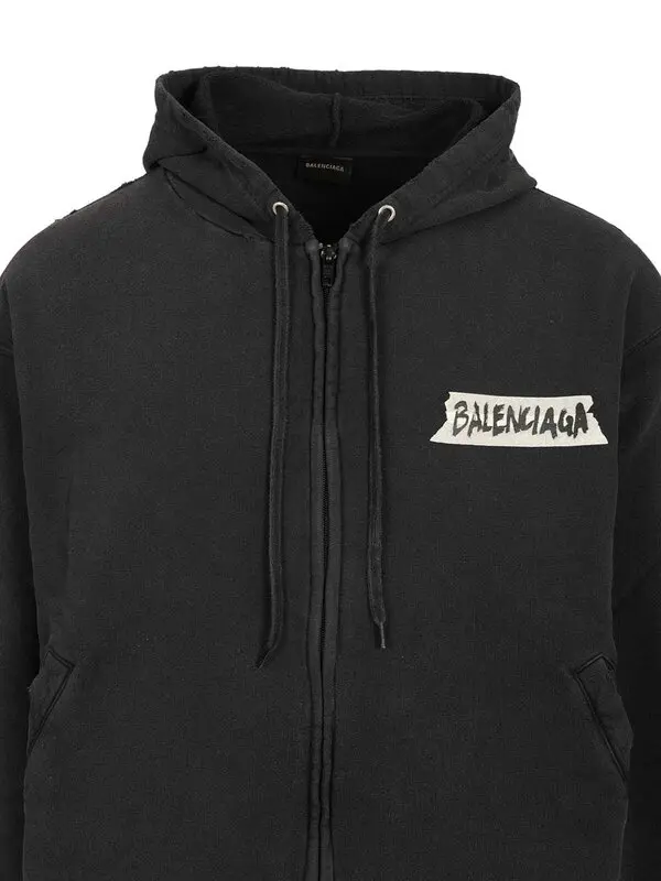 Balenciaga Oversized Masking Tape Zip-up Sweatshirt