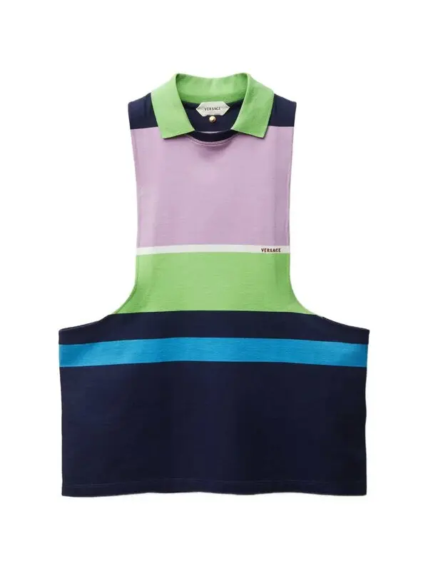Versace Embroidered Striped Tank Top - Multicolor