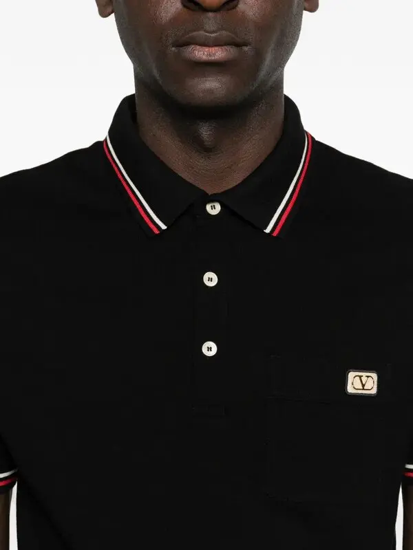 Valentino Garavani Cotton Piqué Polo Shirt With Vlogo Patch