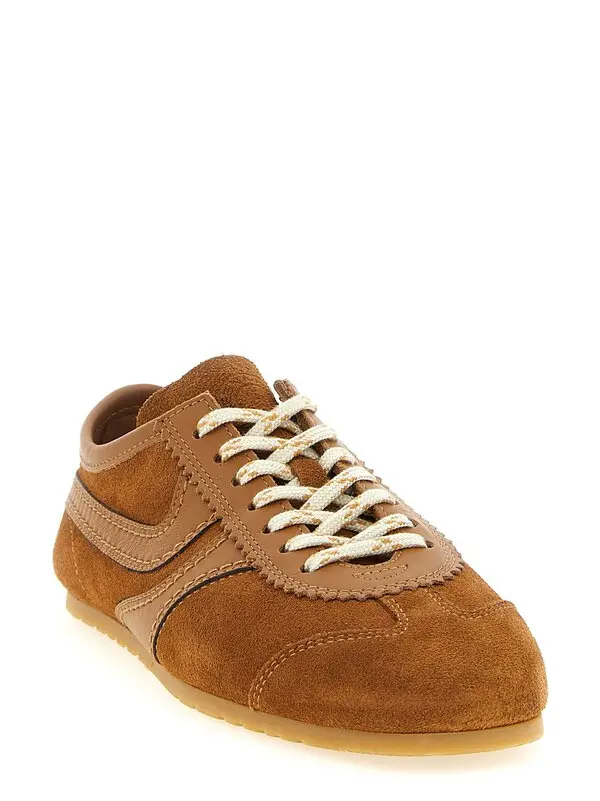 Dries Van Noten Suede Sneakers With Leather Details - Brown