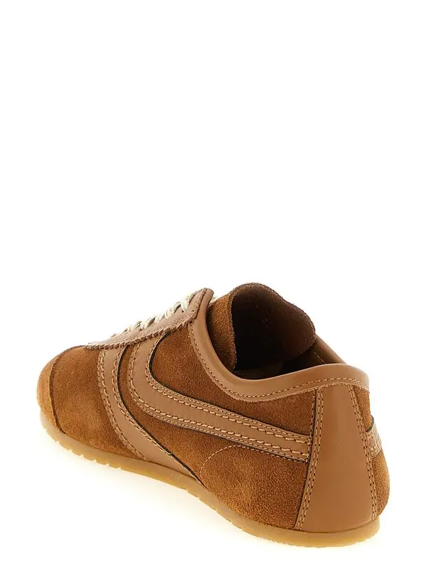 Dries Van Noten Suede Sneakers With Leather Details - Brown