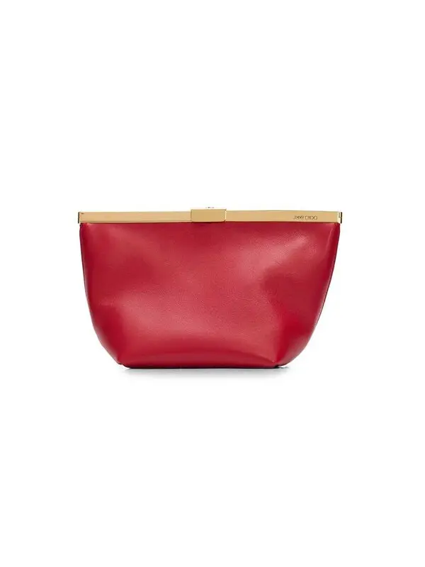 JIMMY CHOO Leather Clutch With Chain Strap - Red
