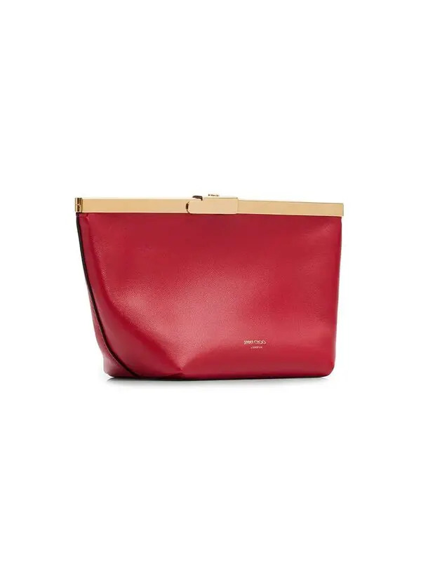 JIMMY CHOO Leather Clutch With Chain Strap - Red