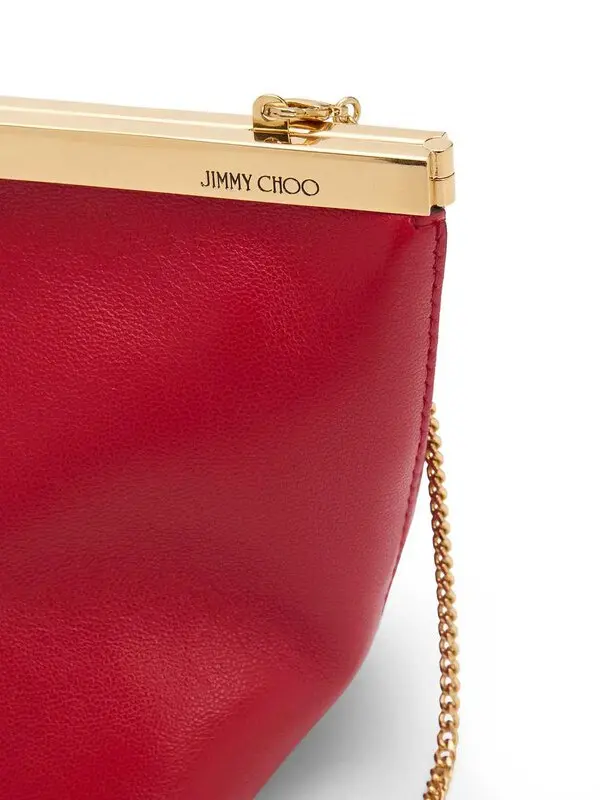 JIMMY CHOO Leather Clutch With Chain Strap - Red