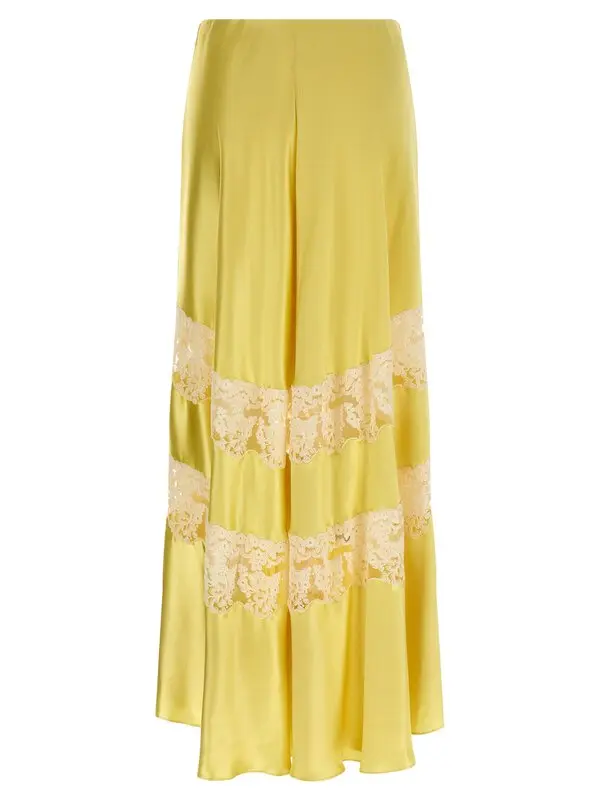 Alberta Ferretti Long Lace Insert Skirt