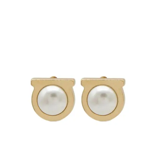 FERRAGAMO Tone Faux Pearl Stud Earrings - Gold