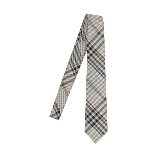 Burberry Check Silk Neck Tie - Cream