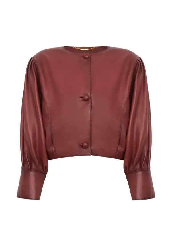 Chloé Cropped Collarless Jacket In Plongé Nappa Leather
