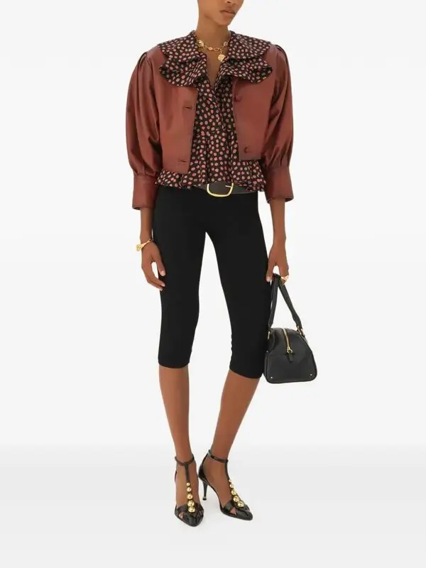 Chloé Cropped Collarless Jacket In Plongé Nappa Leather