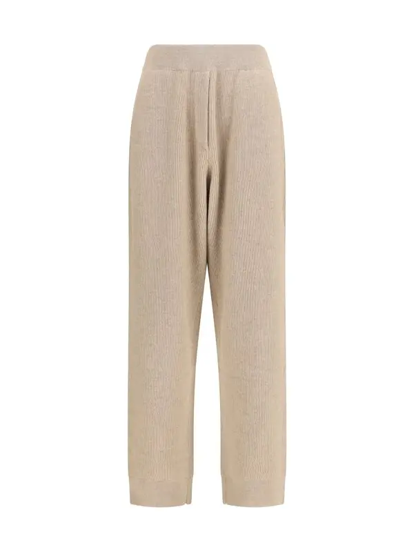 Brunello Cucinelli Cashmere Wide Leg Pants - Cream