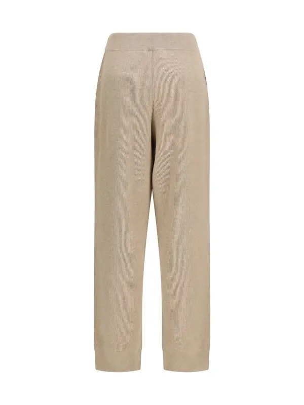 Brunello Cucinelli Cashmere Wide Leg Pants - Cream
