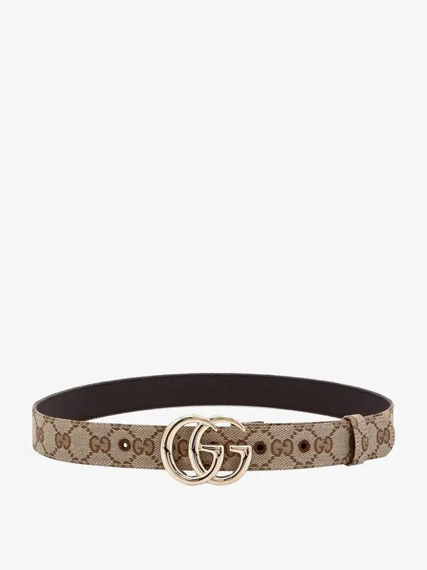 Gucci Gg Marmont Coated Canvas Belt - Cream
