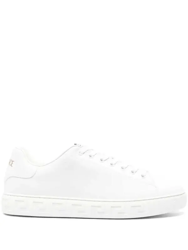 Versace Greca Sneakers In Faux Leather - White