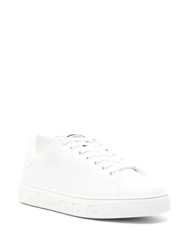 Versace Greca Sneakers In Faux Leather - White