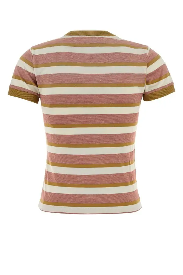 Prada Embroidered Striped Cotton T-shirt