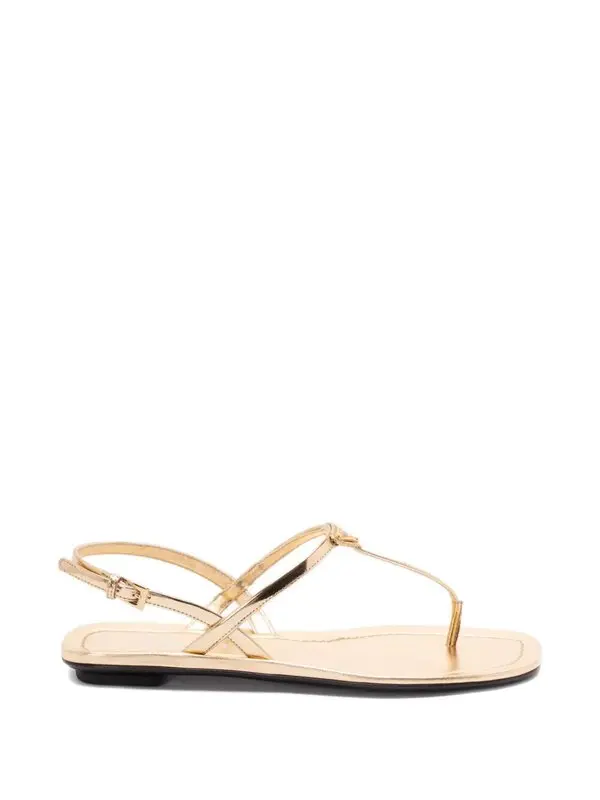 Prada Patent Leather Flat Thong Sandals - Silver