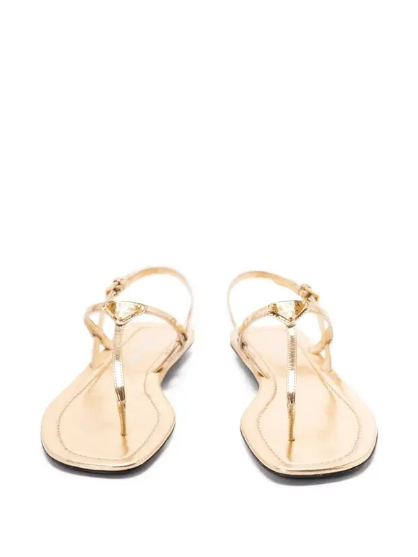 Prada Patent Leather Flat Thong Sandals - Silver