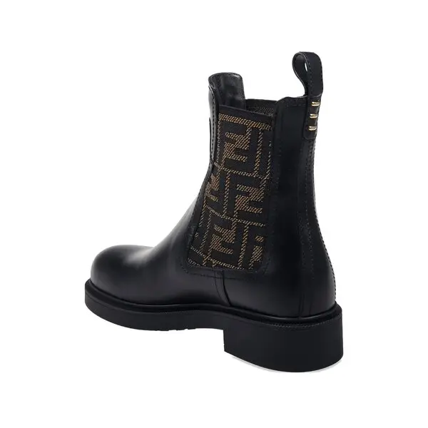 Fendi Leather Chelsea Boots With Ff Motif