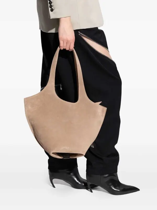 Attico La Scoop Suede Shoulder Bag - Brown