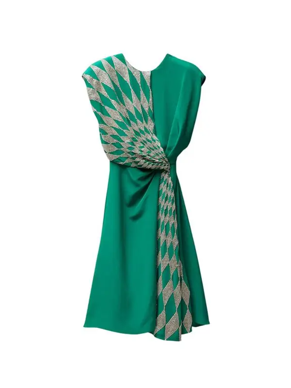 Versace Midi Evening Dress With Embroidery - Green